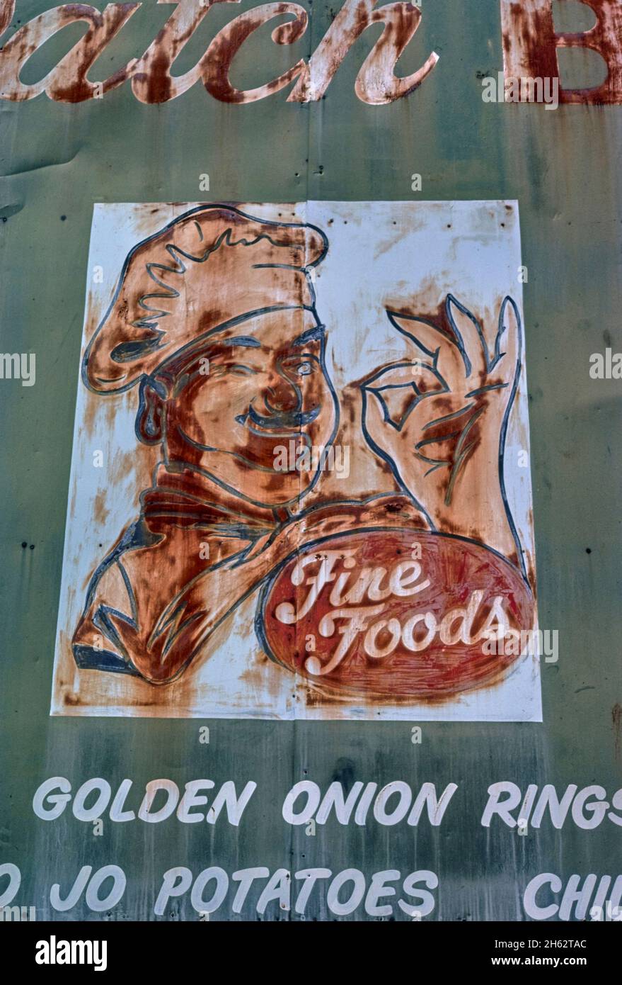 Cotton Patch Bar-B-Q Restaurant sign, detail, Chattanooga, Tennessee ...