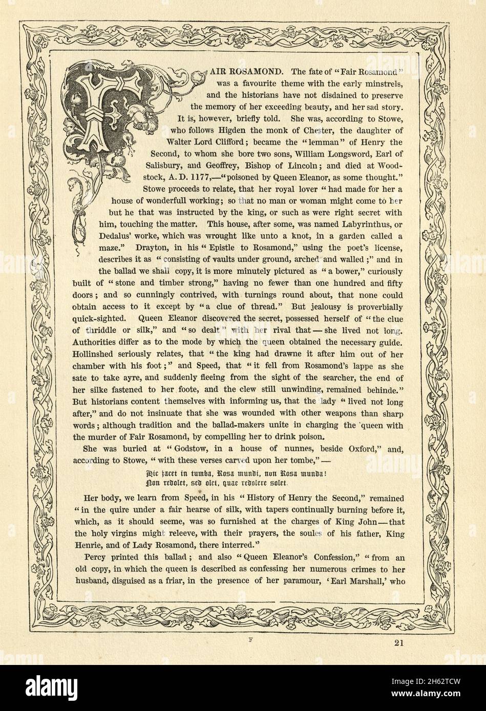 Page from the Book of British Ballads, The Fair Rosamund, Victorian ...