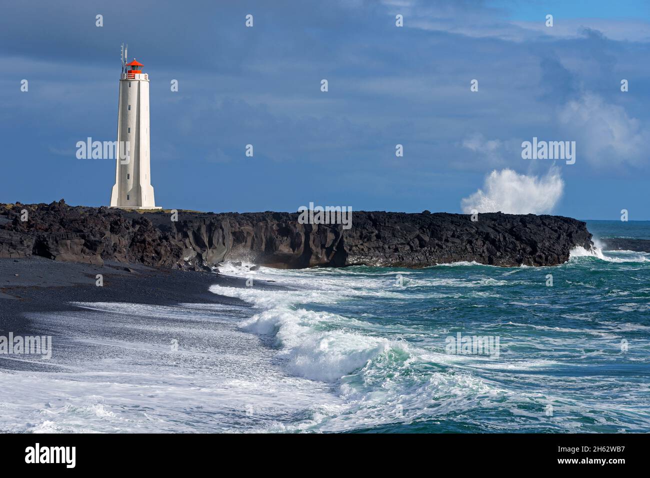 surf at malarrif lighthouse,snæfellsnes peninsula,iceland,west iceland ...