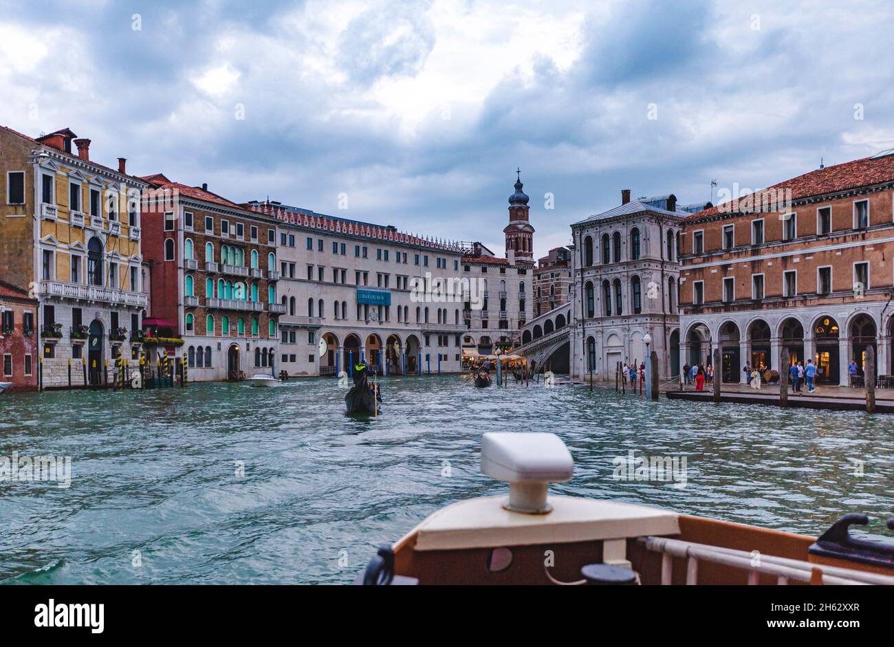 a trip down the grand canal in venice in a water taxi. the so-called ...