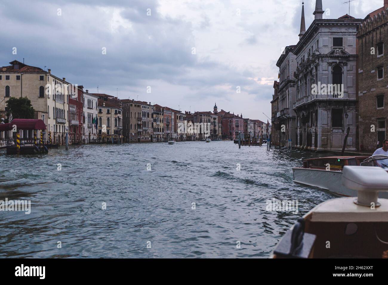 a trip down the grand canal in venice in a water taxi. the so-called ...