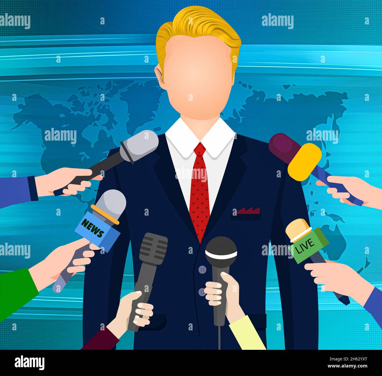 Political Leader Speaking to Media Background with Orange Hairs and ...