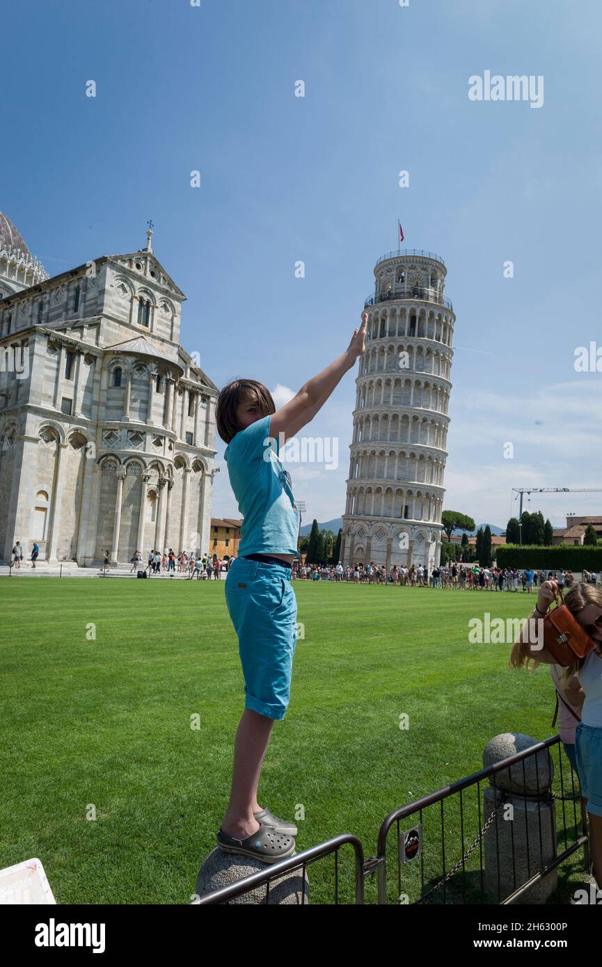 A typical tourist image of the leaning tower of pisa hi-res stock ...