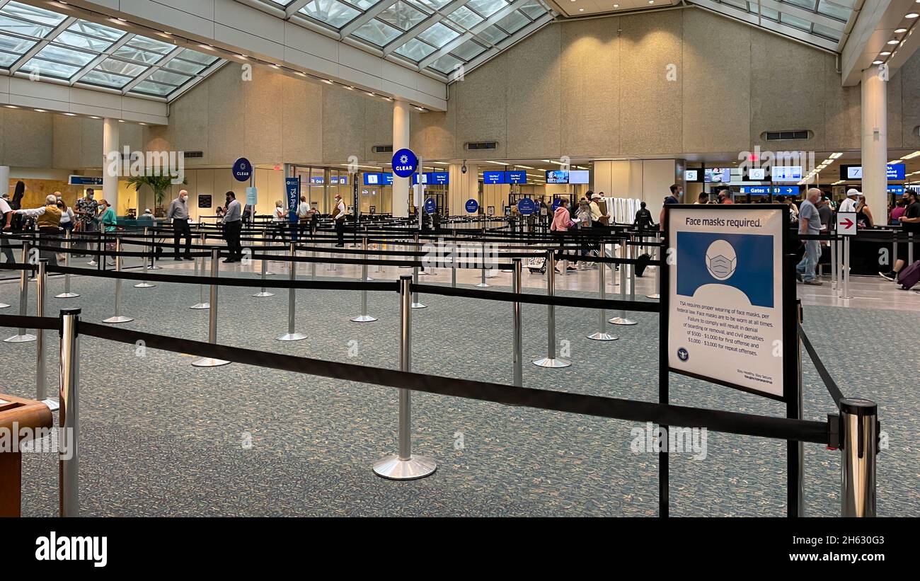 Orlando, FL USA - September 23, 2021: People walking through the ...