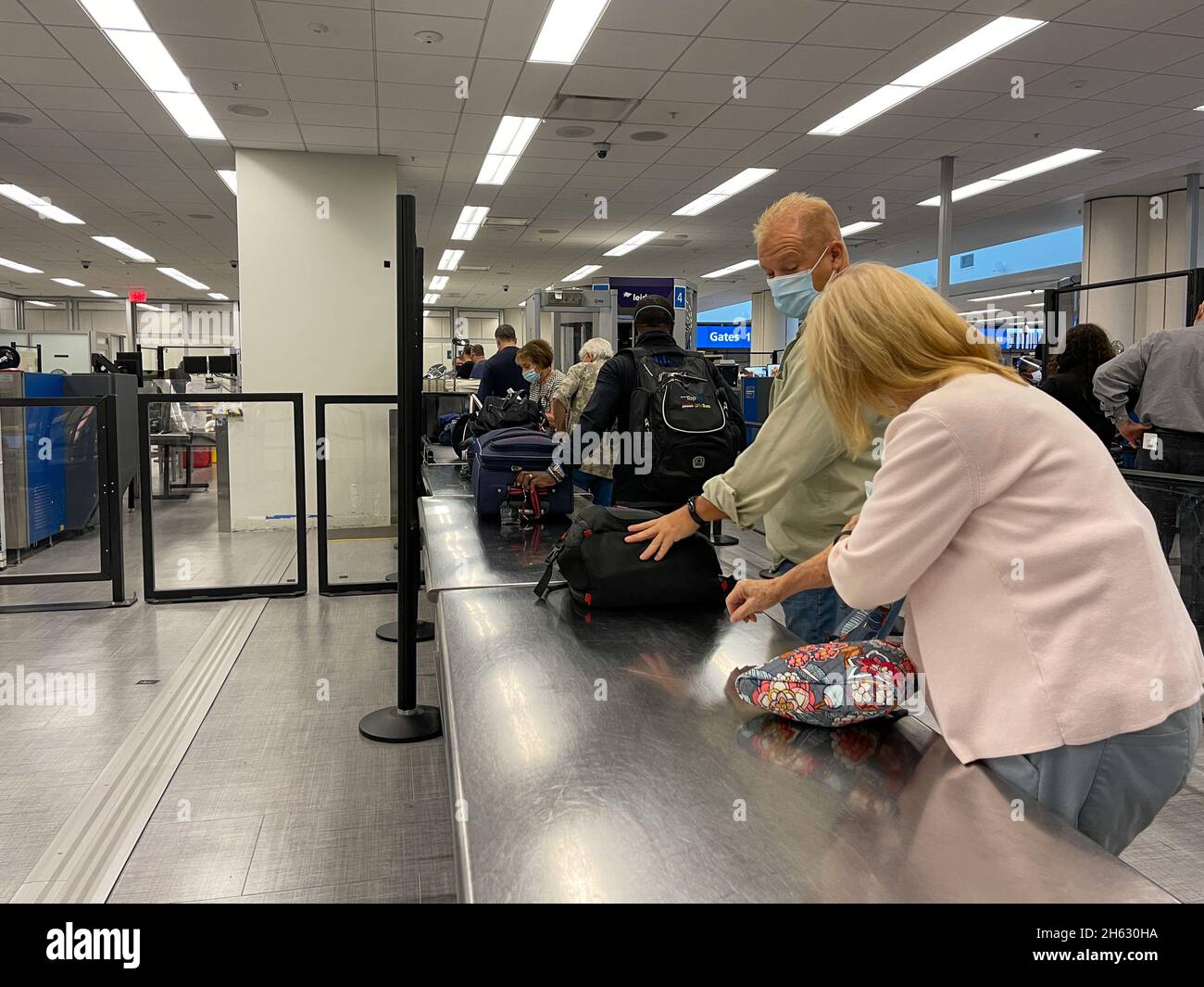 Orlando, FL USA - September 23, 2021: People walking through the ...