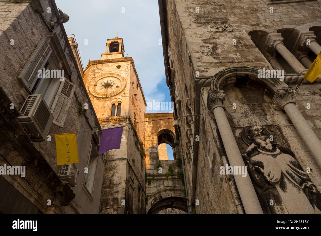 inside the walls of the historical center / old town of split in ...