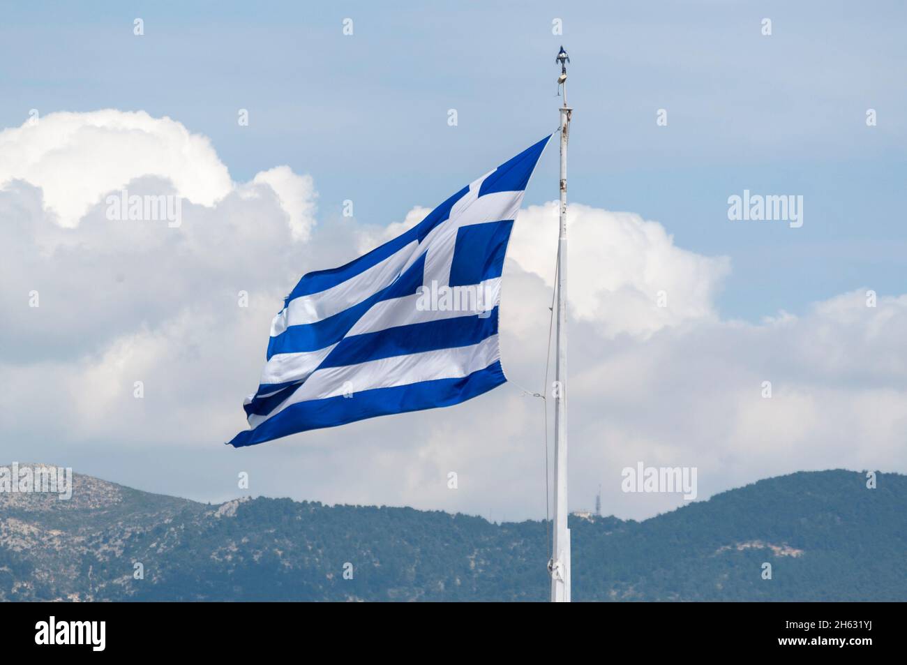 the greek flag near the akropolis,athen,greece Stock Photo - Alamy
