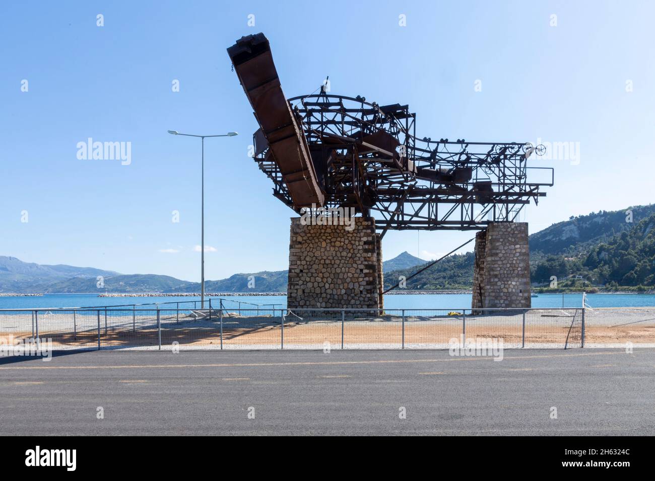 some strange construction at a port in greece Stock Photo - Alamy