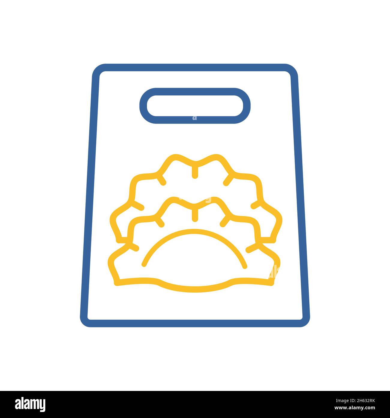 Fast food delivery take away paper bag vector isolated icon. Dumpling ...