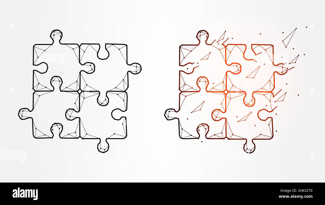 Polygonal vector illustration puzzle, joint, puzzle solution concept ...