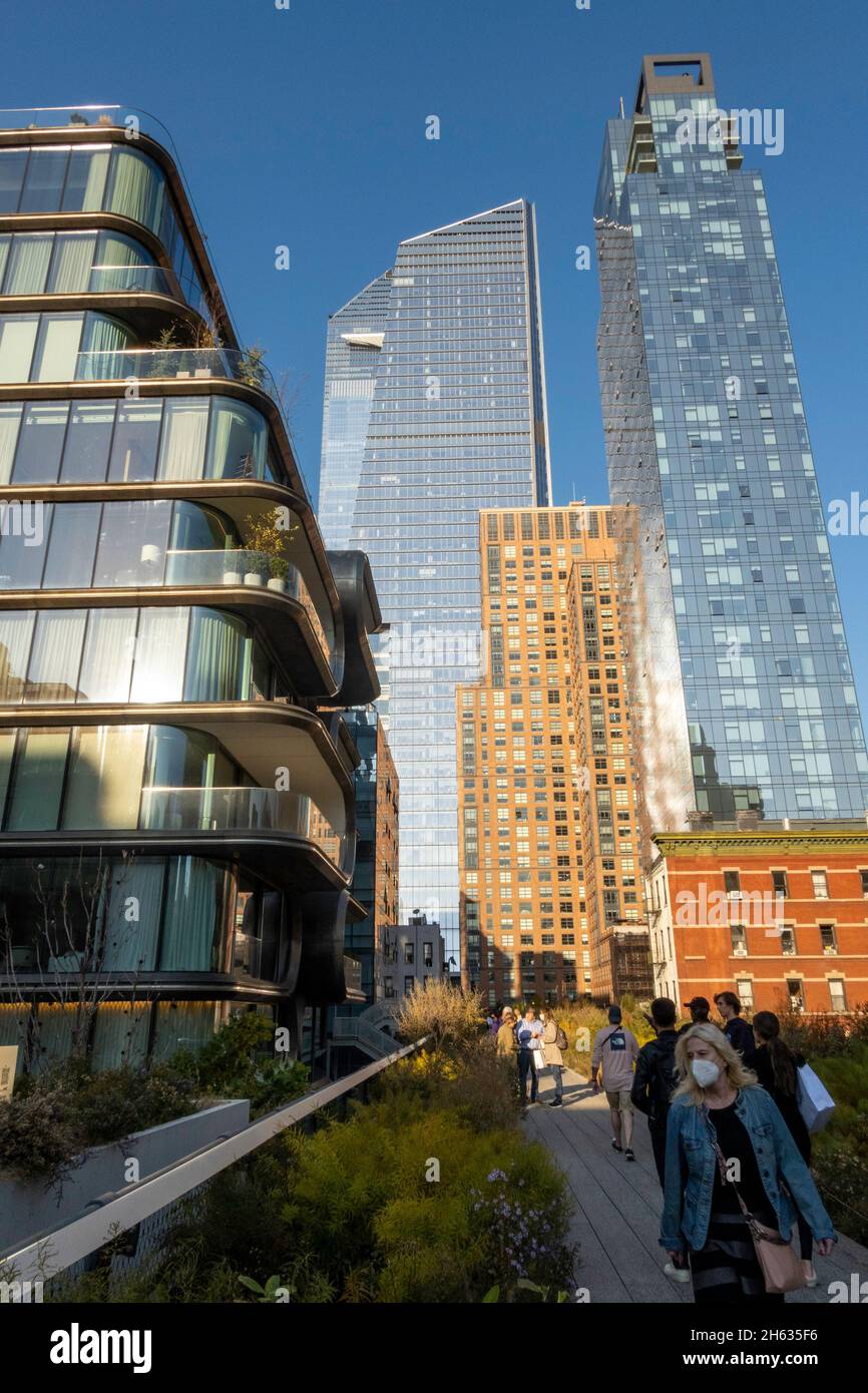 Modern Buildings on the High Line and Hudson Yards, 2021, NYC, USA ...