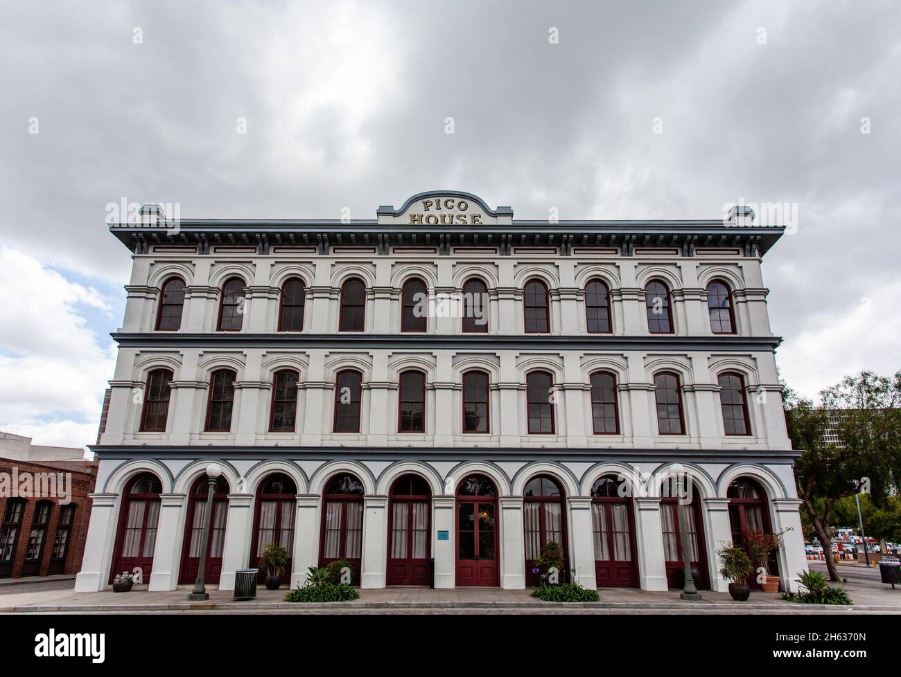 Facade of the Pico House a historical building in downtown Los Angeles ...
