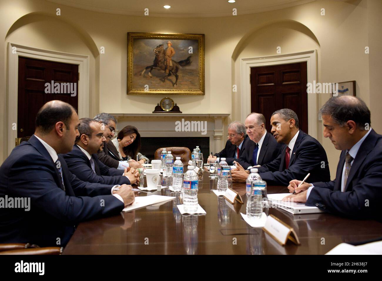 President Barack Obama drops by a meeting between National Security ...