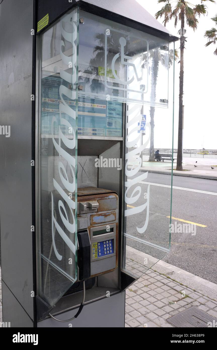 phone booth, Telefonica,street , Barcelona ,Spain Stock Photo - Alamy