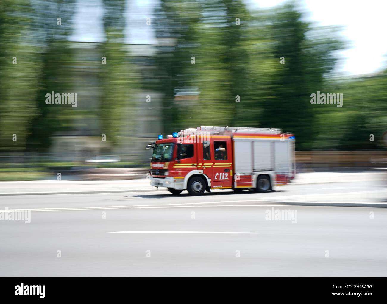 germany,bavaria,munich,fire brigade on the move in action Stock Photo ...