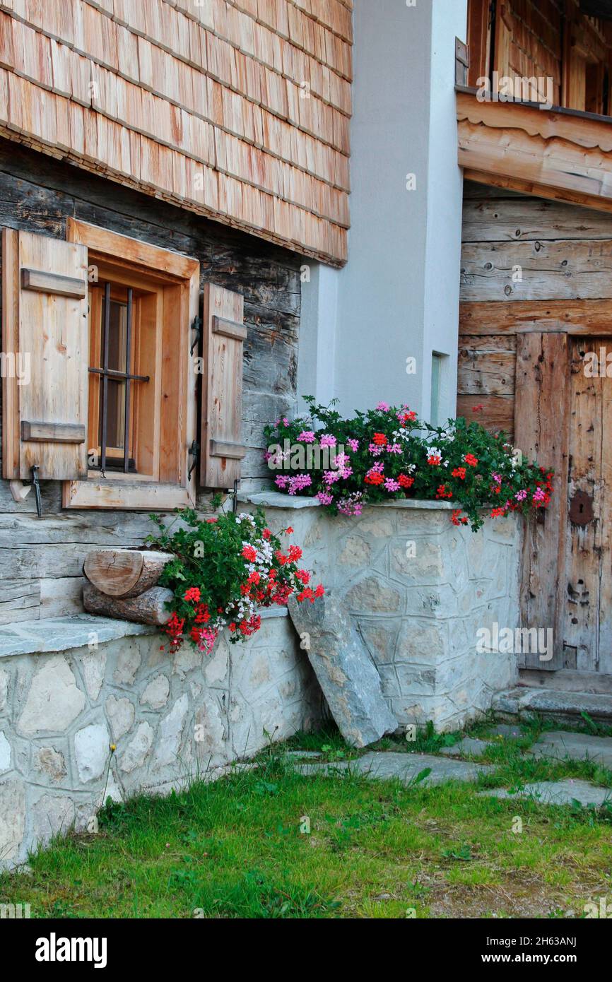 detail view of the alpine hut on the lafatscher hochleger,austria,tyrol ...
