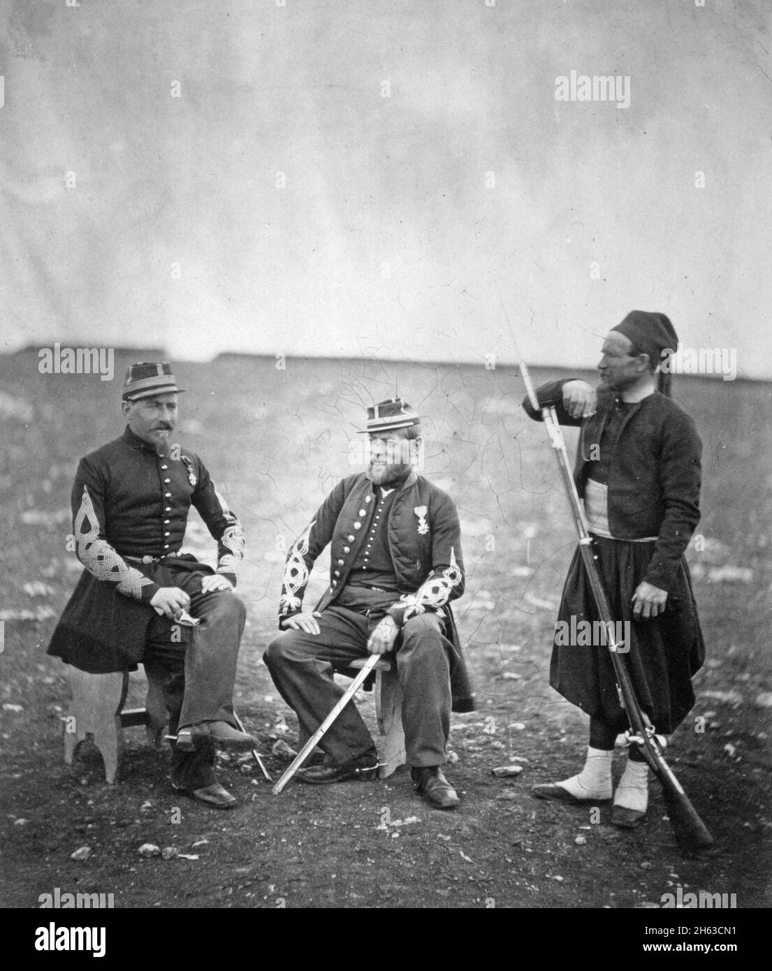 "Crimean War Photos: Two French officers, seated, and Zouave, standing ...