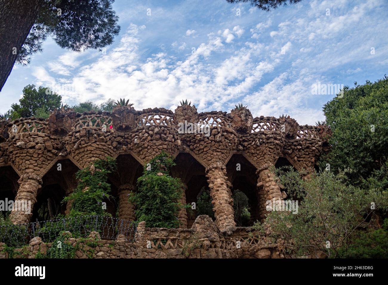 stone archway in antoni gaudi's artistic park guell in barcelona,spain ...