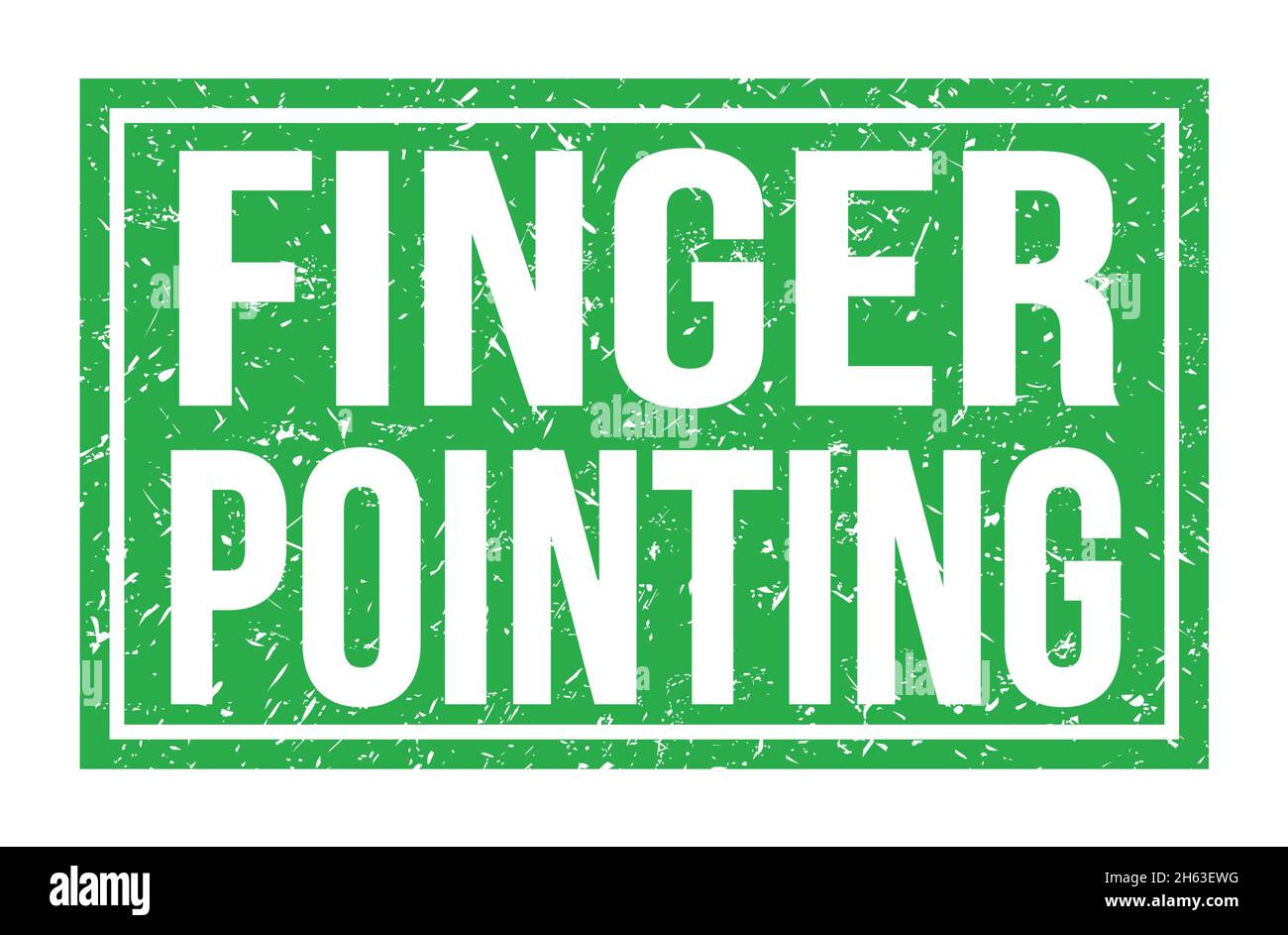 FINGER POINTING, words written on green rectangle stamp sign Stock ...