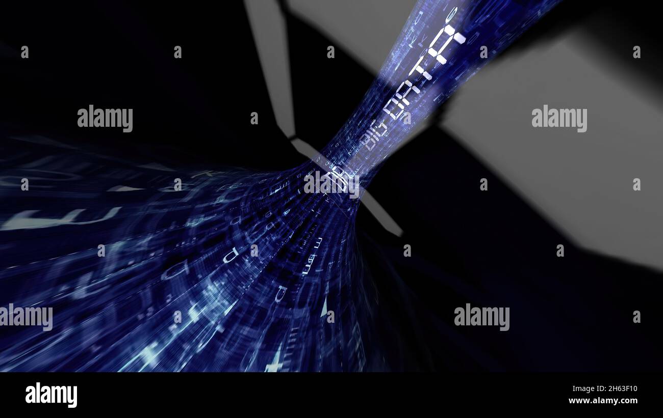 Big data into hi tech tunnel Stock Photo - Alamy