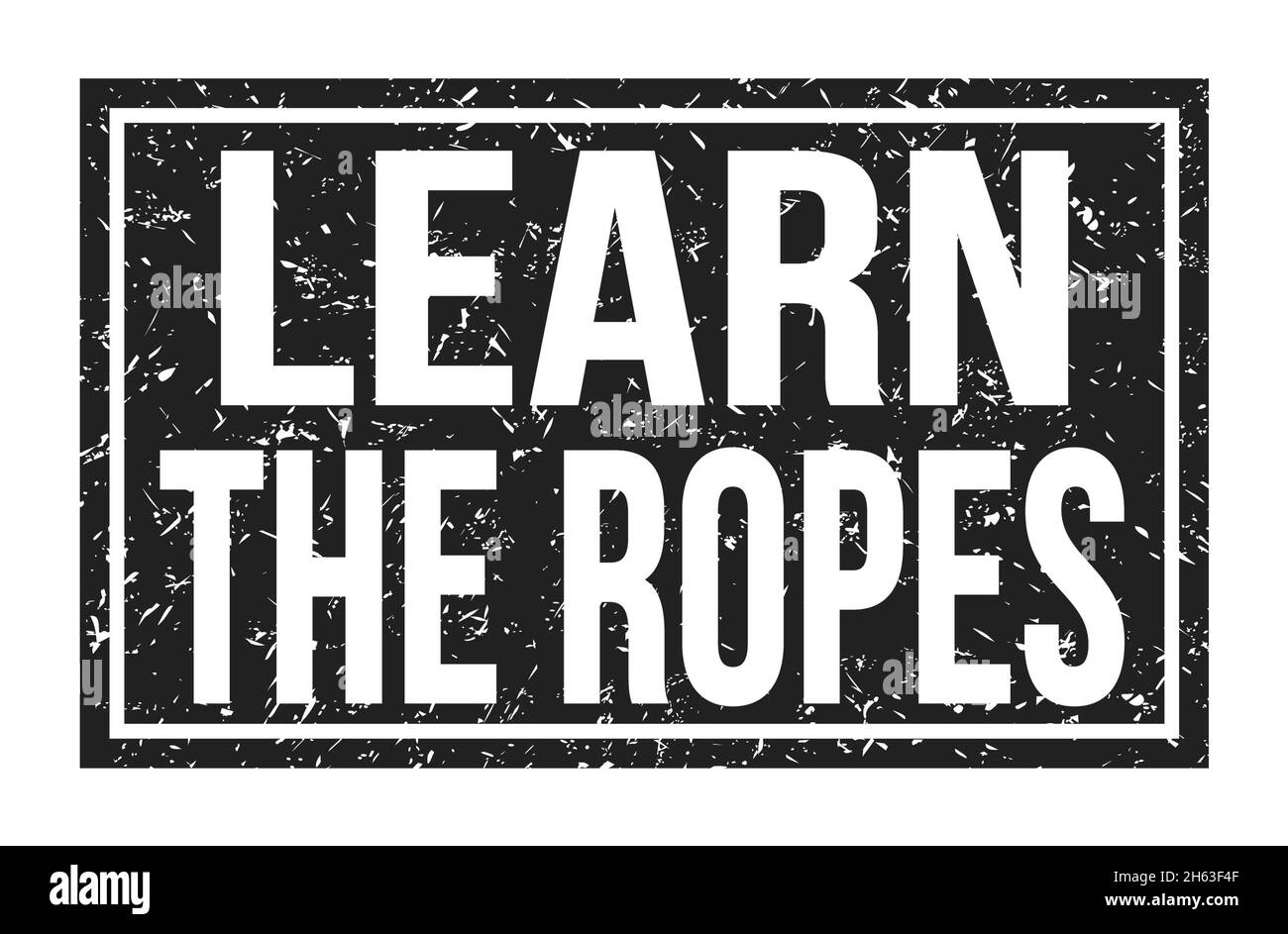 LEARN THE ROPES, words written on black rectangle stamp sign Stock ...