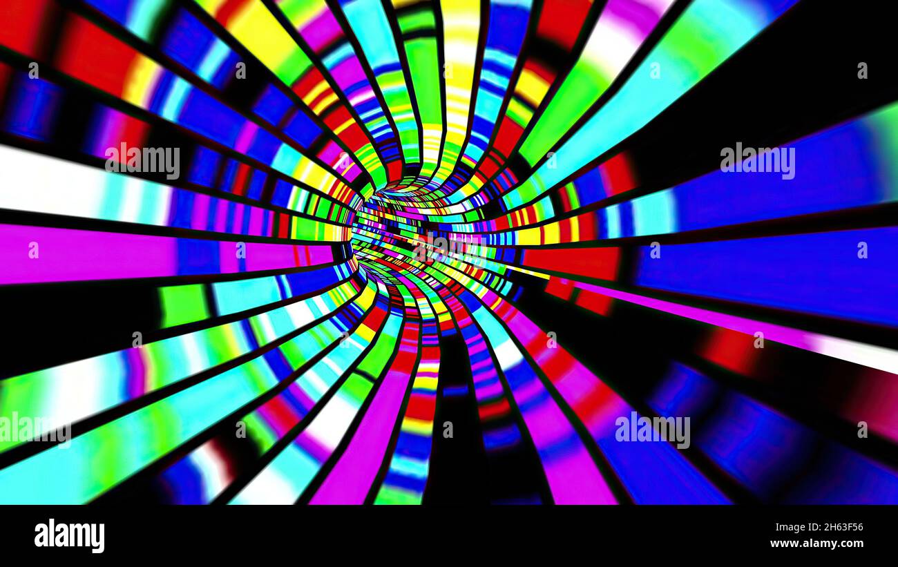 Driving through the Colorful light rays tunnel Stock Photo - Alamy