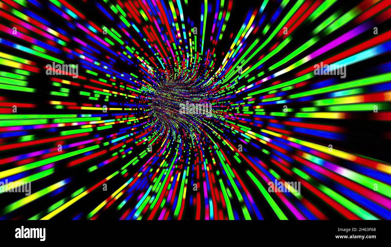 Driving through the Colorful light rays tunnel Stock Photo - Alamy