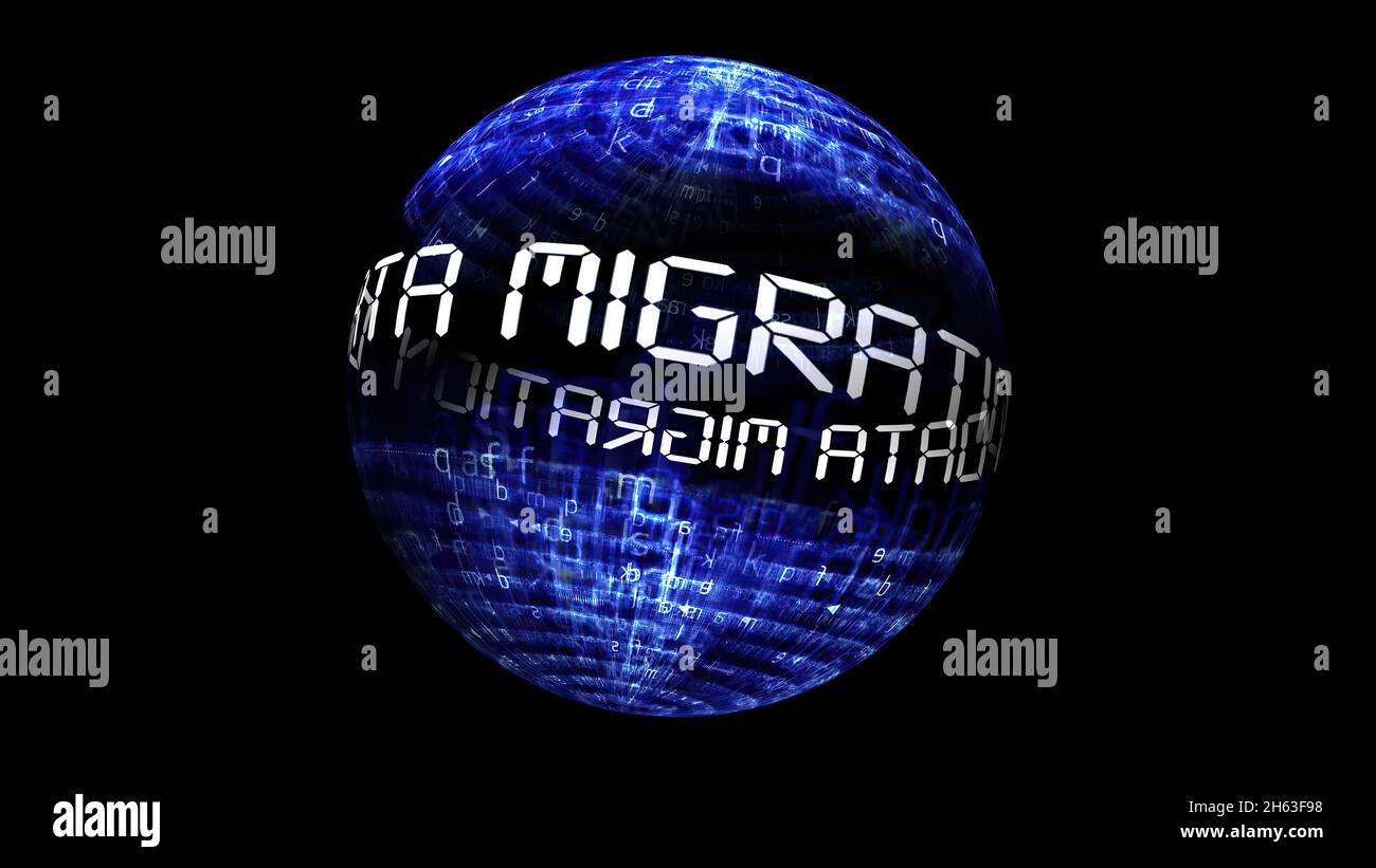 Data migration concept on rotating sphere Stock Photo - Alamy