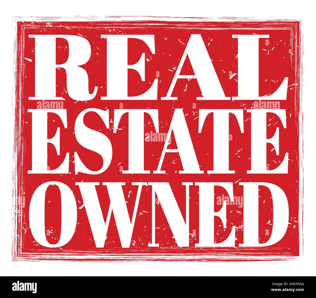 REAL ESTATE OWNED, written on red grungy stamp sign Stock Photo - Alamy