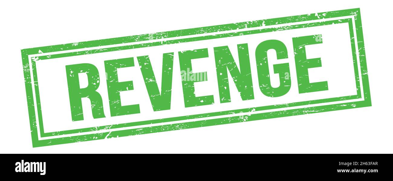 REVENGE text on green grungy vintage rectangle stamp Stock Photo - Alamy