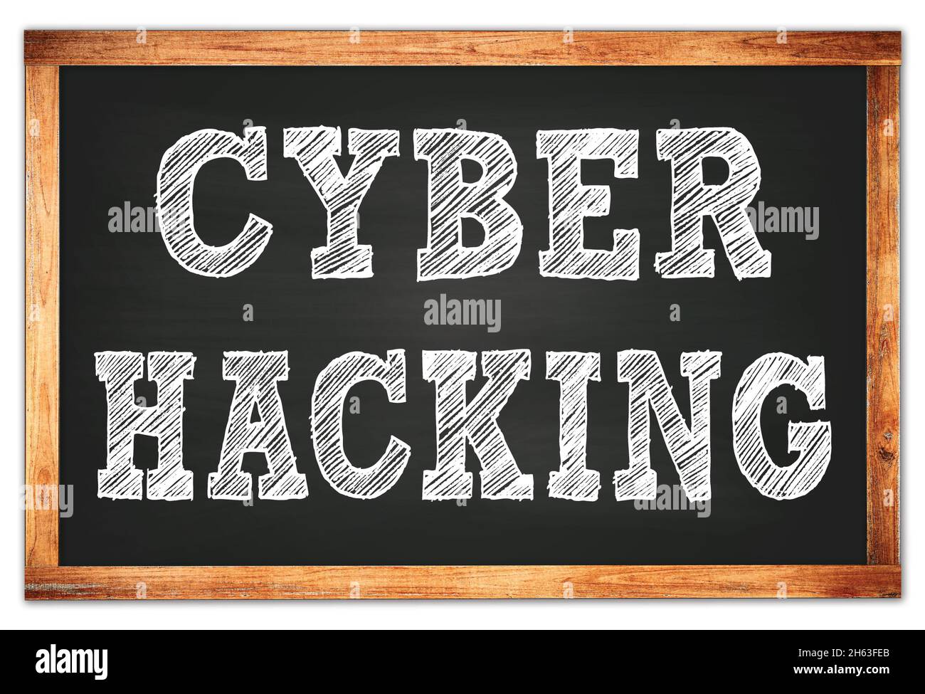 CYBER HACKING written on black wooden frame school blackboard Stock ...