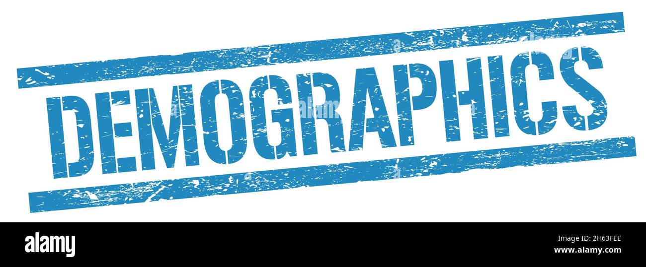 DEMOGRAPHICS text on blue grungy rectangle stamp sign Stock Photo - Alamy