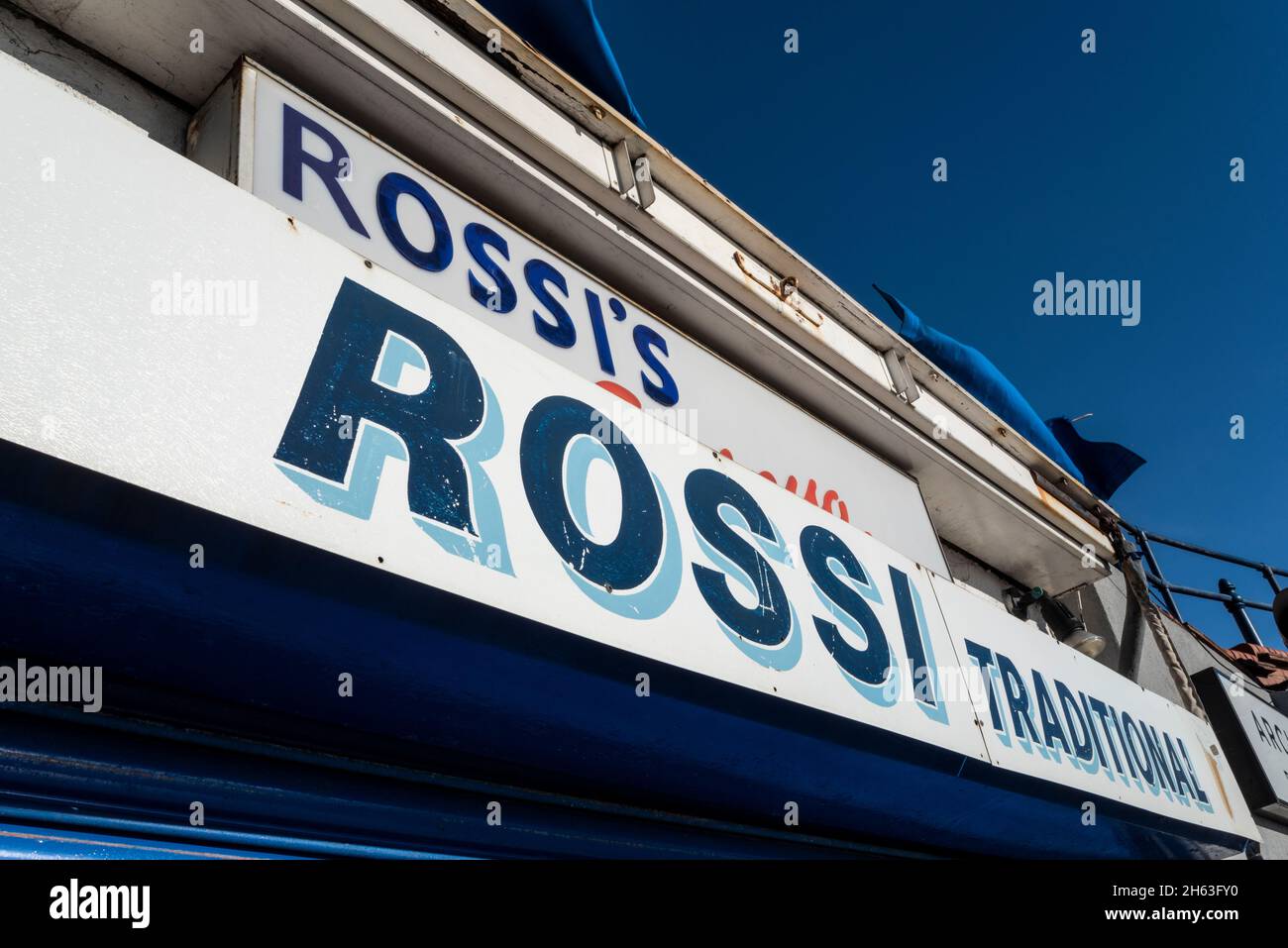 Vintage Rossi ice cream shop sign in Southend on Sea, Essex, UK ...