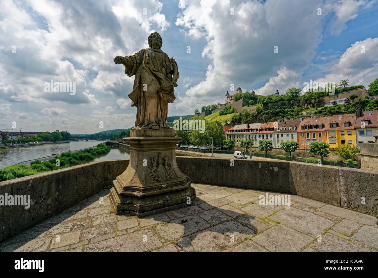 old main bridge in würzburg with the marienberg fortress,lower ...