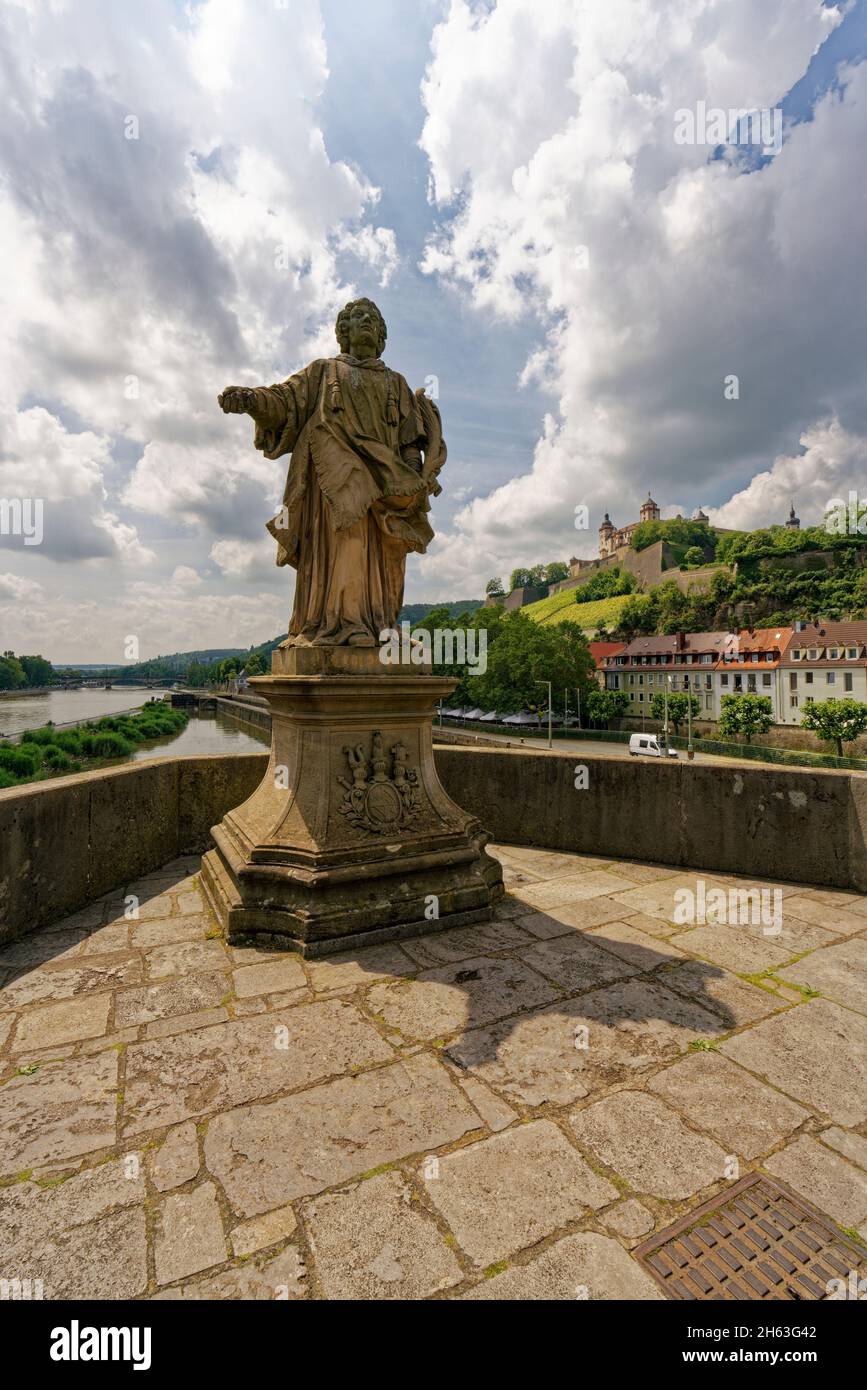 old main bridge in würzburg with the marienberg fortress,lower ...