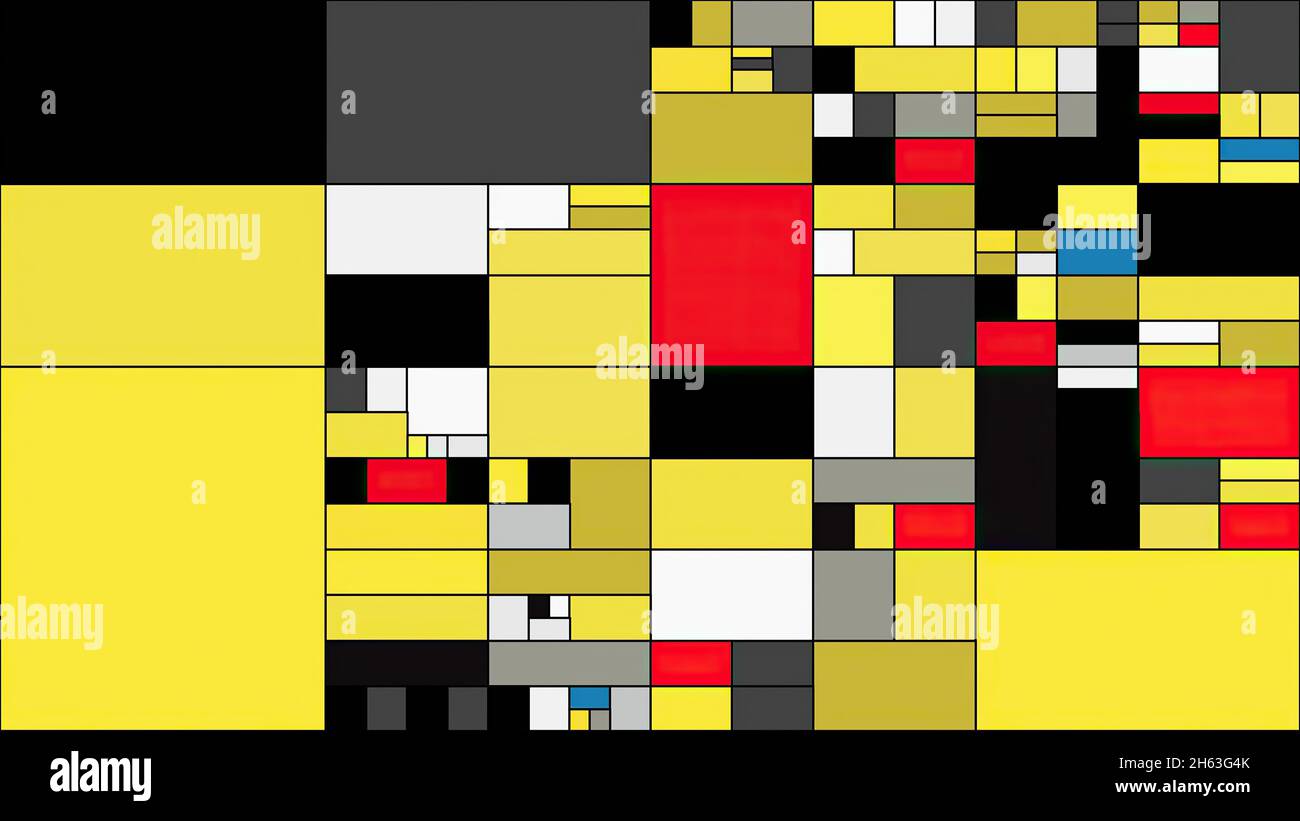 Colorful rectangles mondrian style art illustration Stock Photo - Alamy