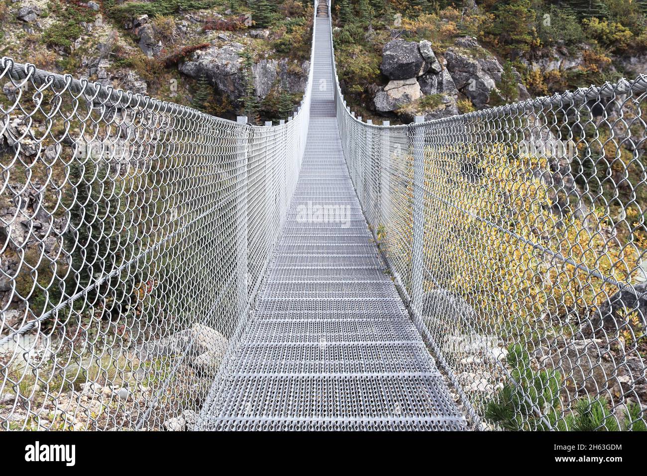 View of the edge of a suspension bridge Stock Photo - Alamy