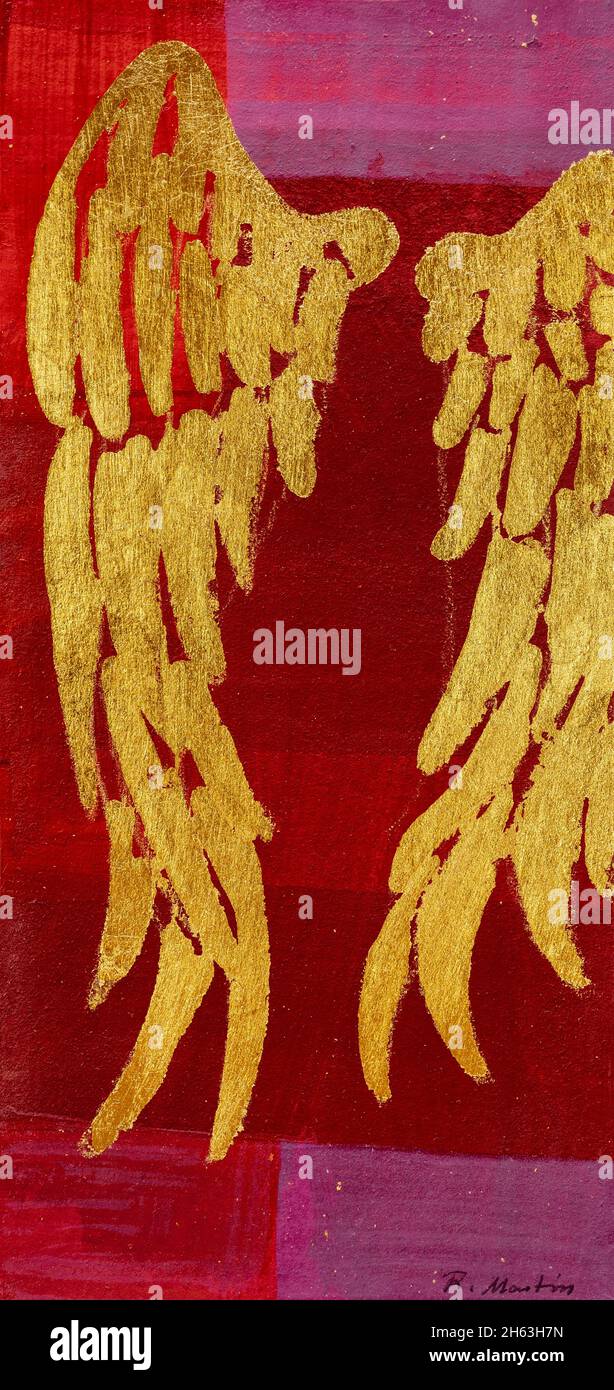 regine martin,painting,acrylic,colored pencil,with gold leaf coating ...