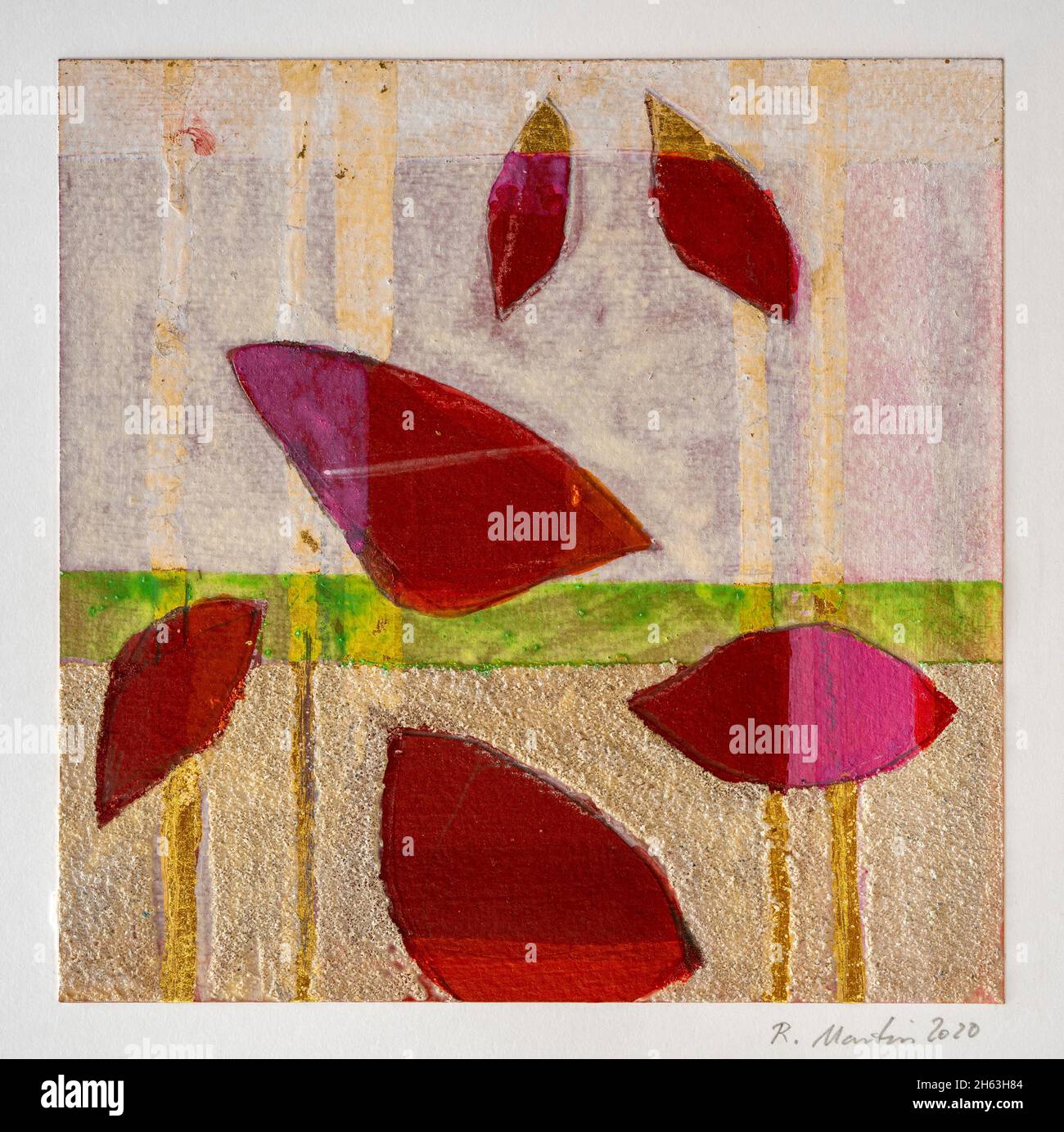 regine martin,painting,acrylic,colored pencil,with gold leaf coating ...