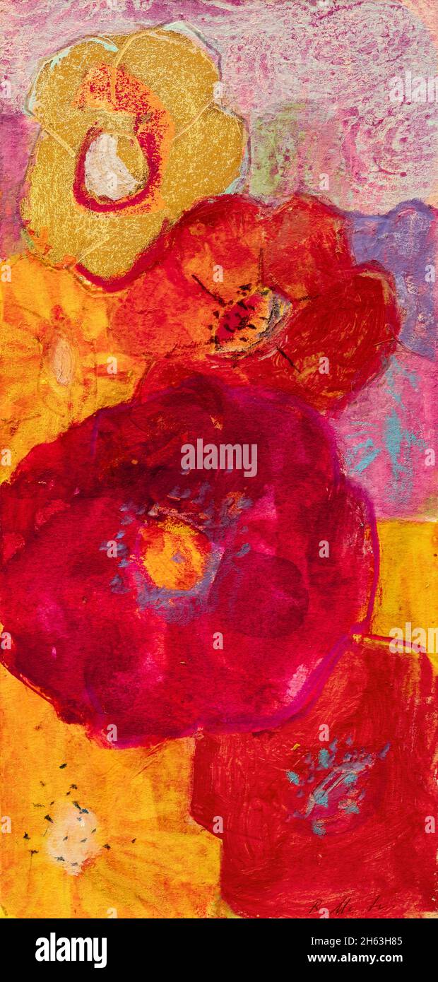 regine martin,painting,acrylic,colored pencil,with gold leaf coating ...