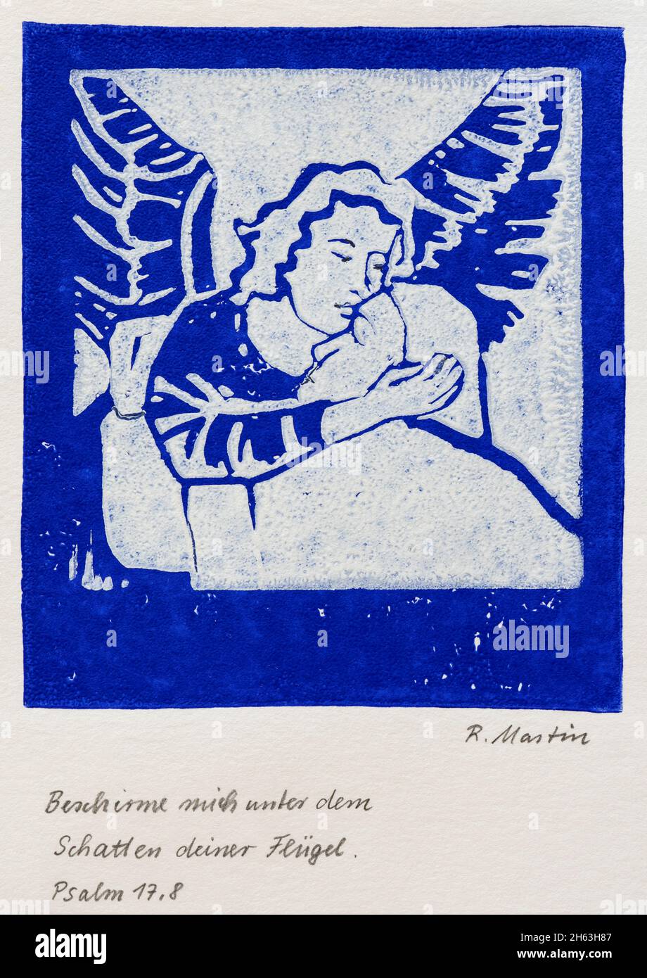 painting by regine martin: protective angel Stock Photo - Alamy