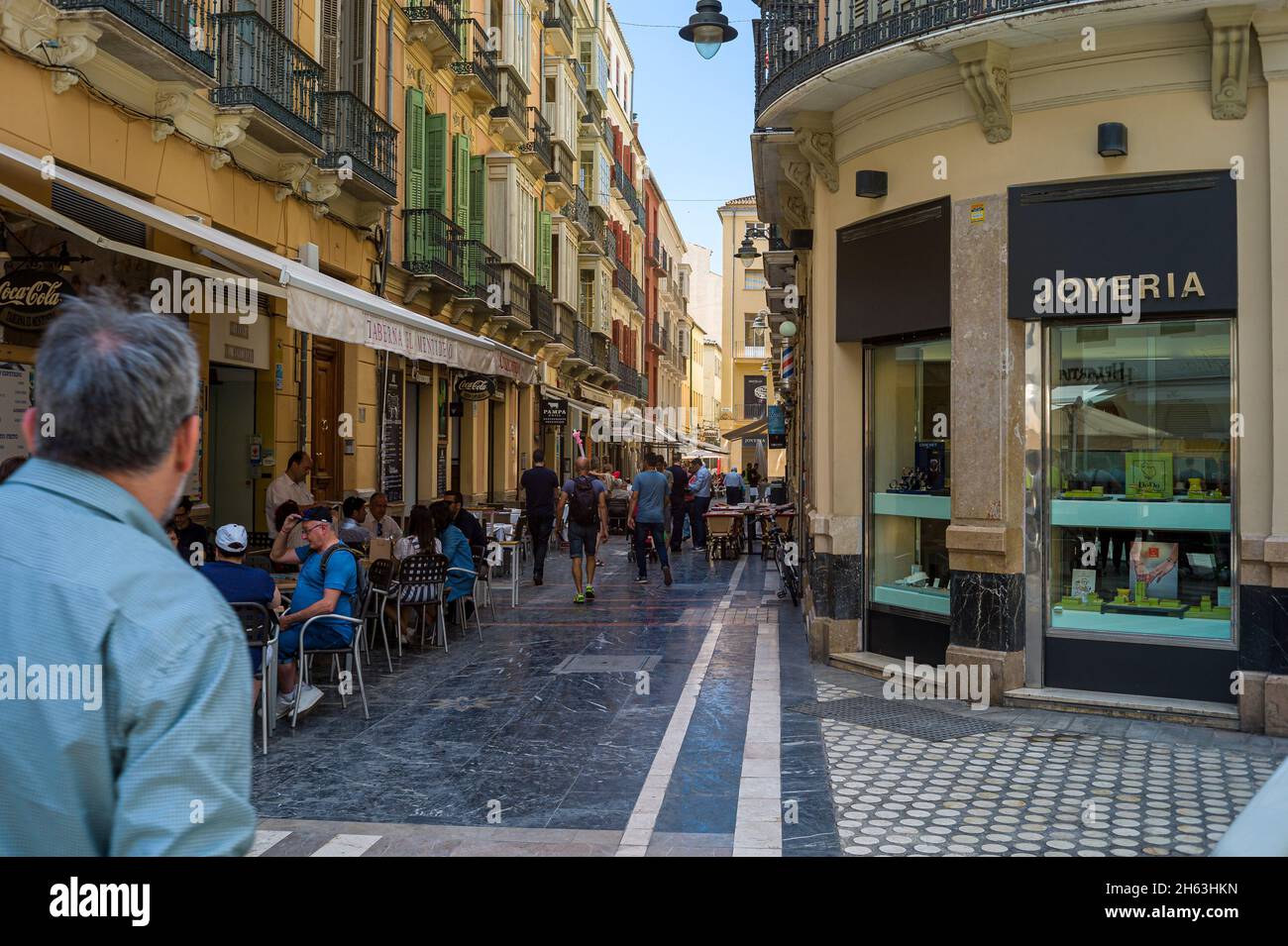 malaga,spain: people walking around the historic center of malaga ...