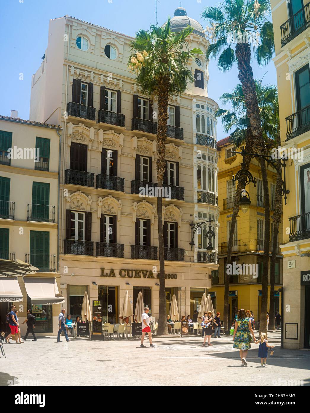 malaga,spain: people walking around the historic center of malaga ...