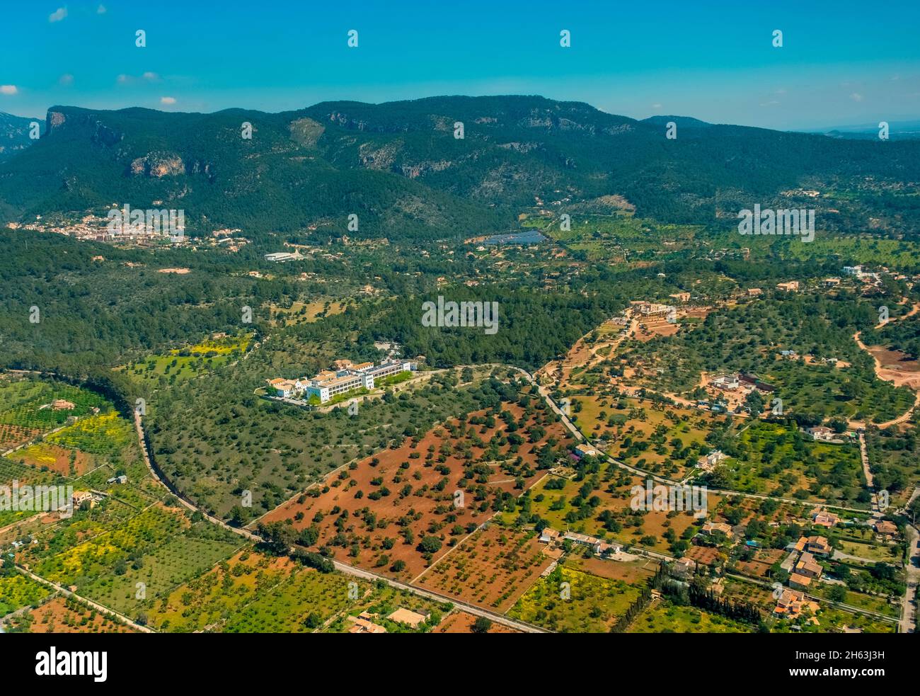 aerial view,hospital joan march,buñola,hospital in bunyola,pla de na ...