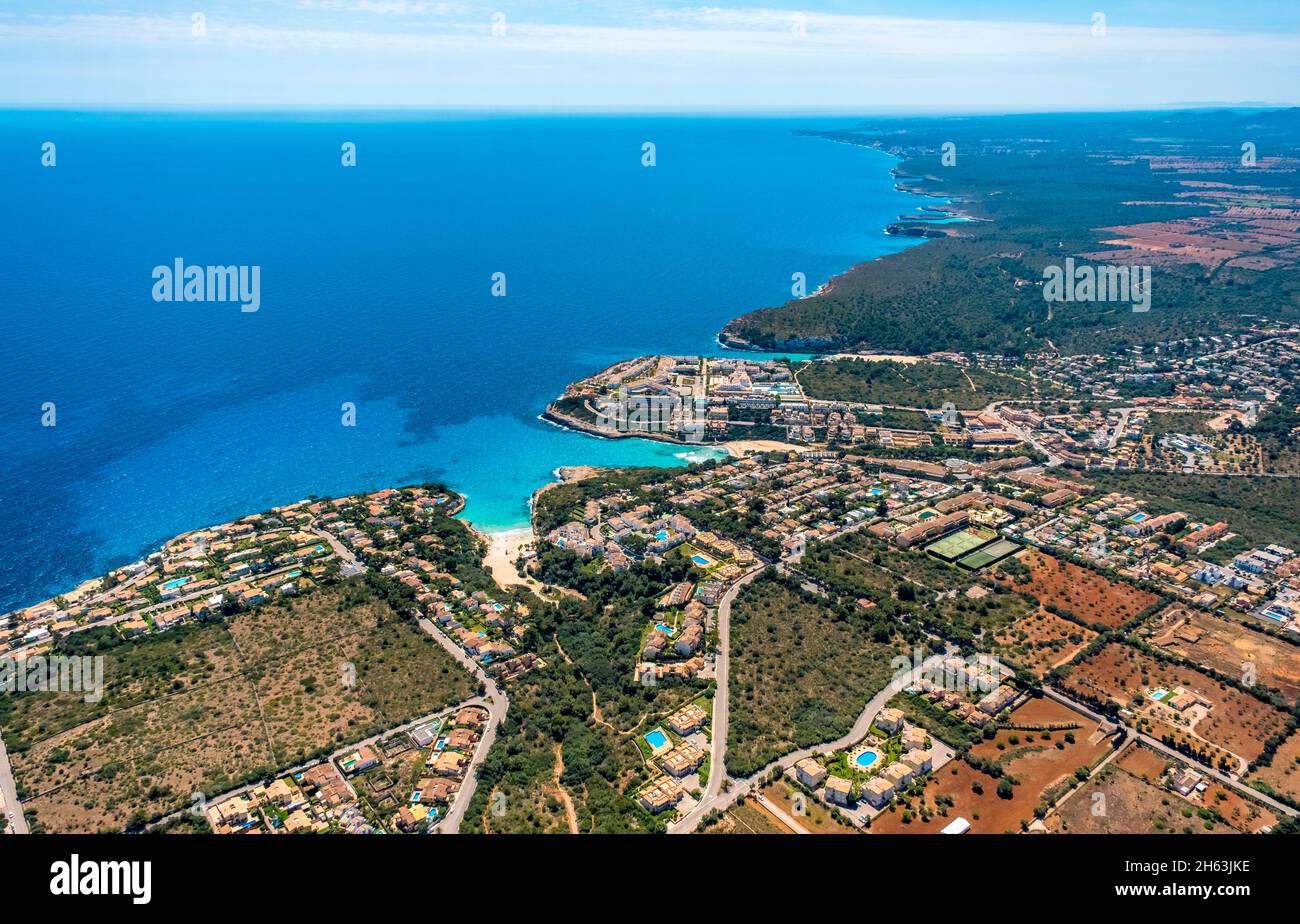 aerial view,cala anguila bay with playa de cala mandia beach and plaja ...