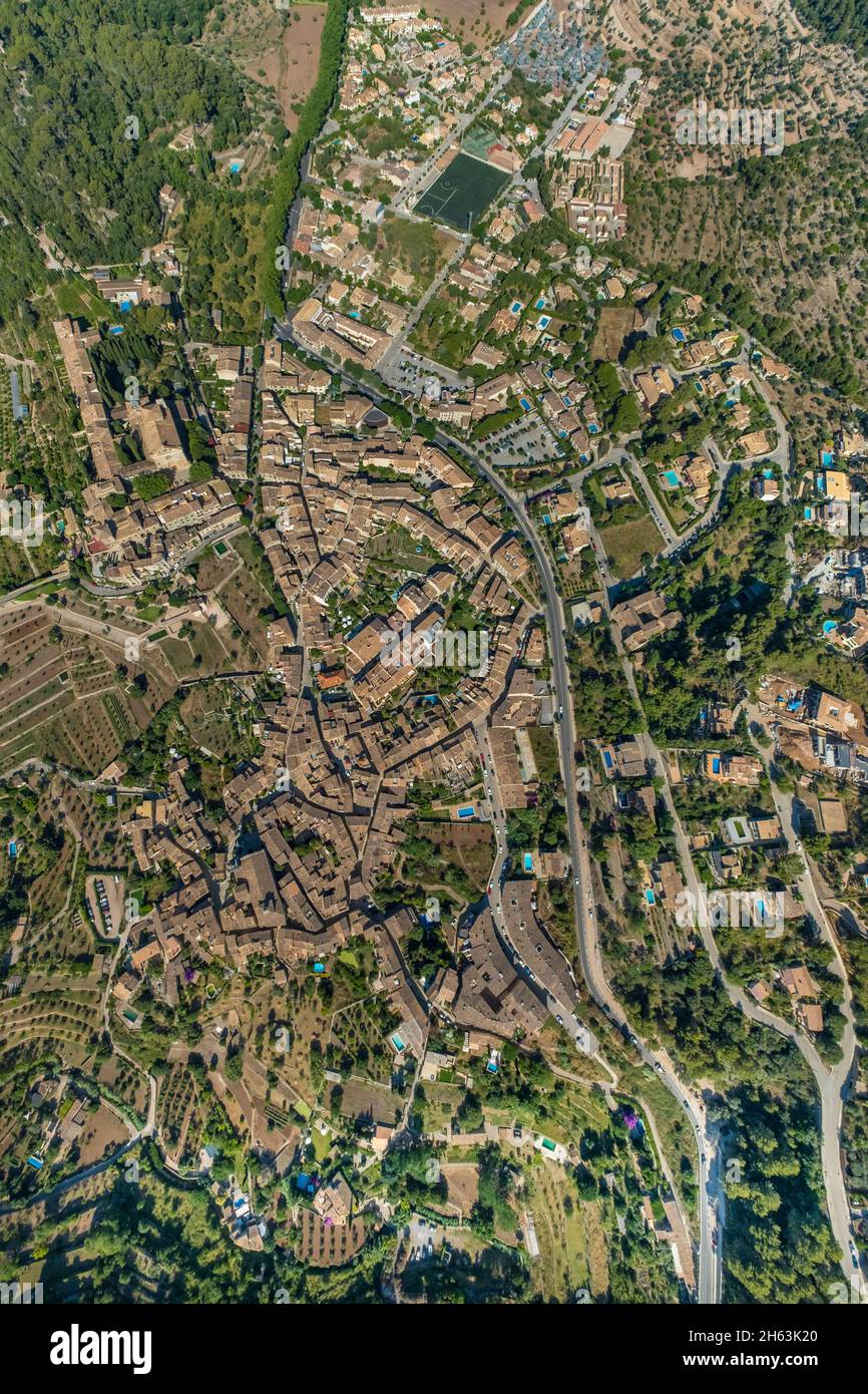 aerial view,town view and former monastery complex of valldemossa ...