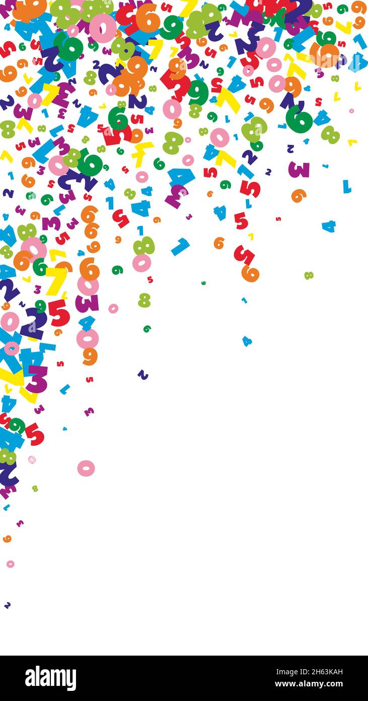 Falling bright numbers. Math study concept with flying digits. Quaint ...