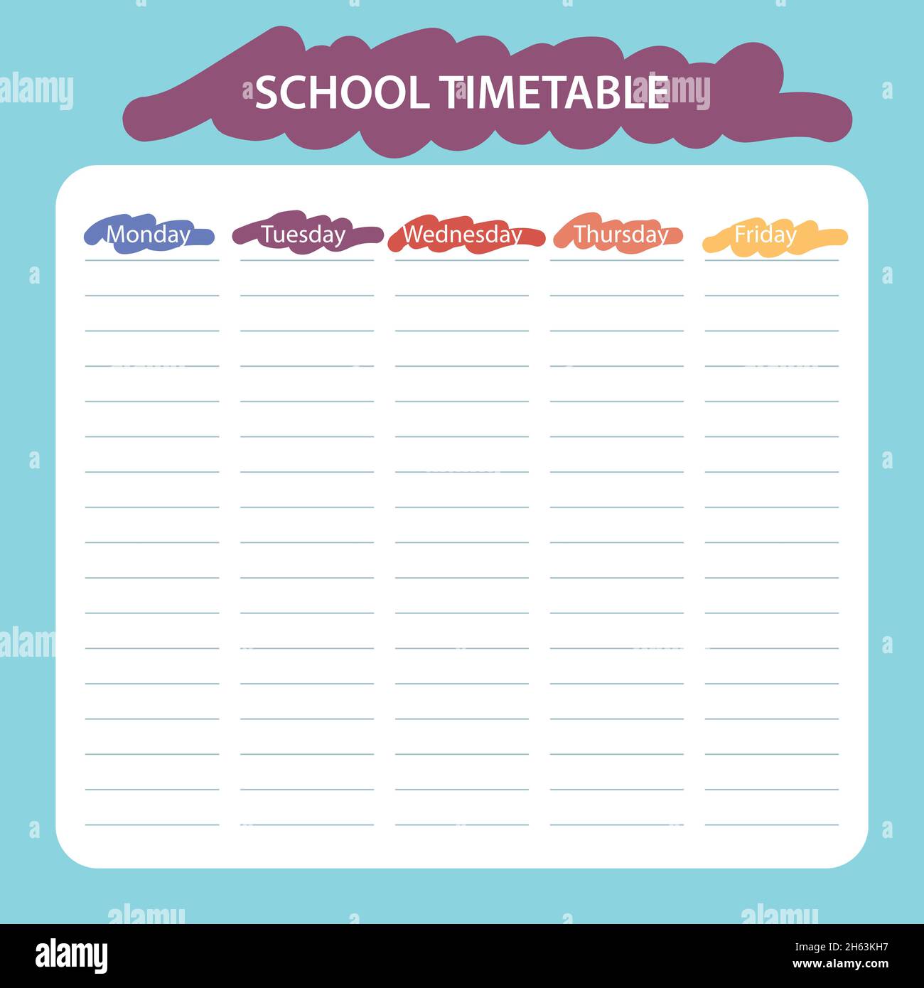 School timetable schedule week Stock Vector Images - Alamy