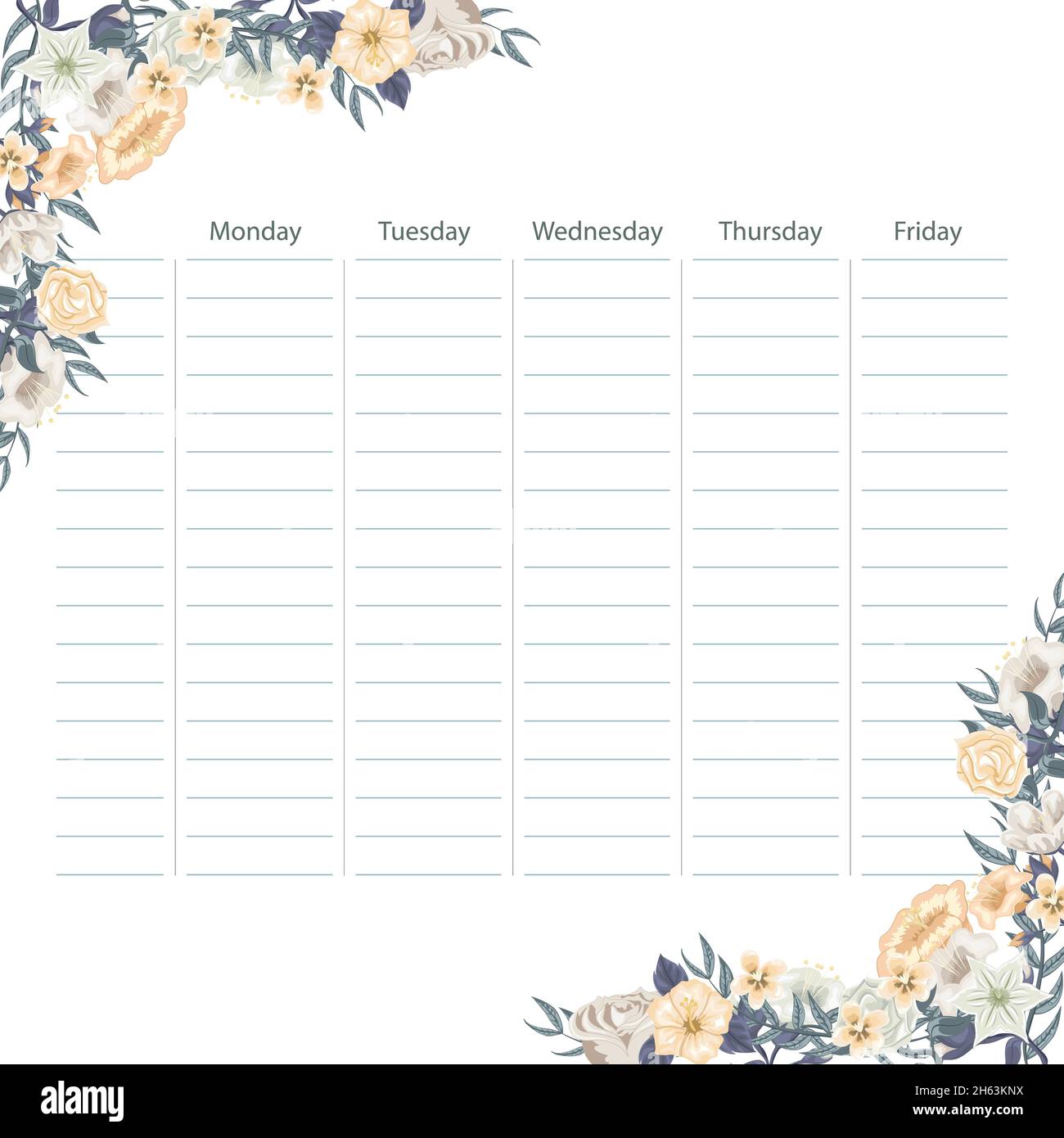 School timetable blank template Cut Out Stock Images & Pictures - Alamy