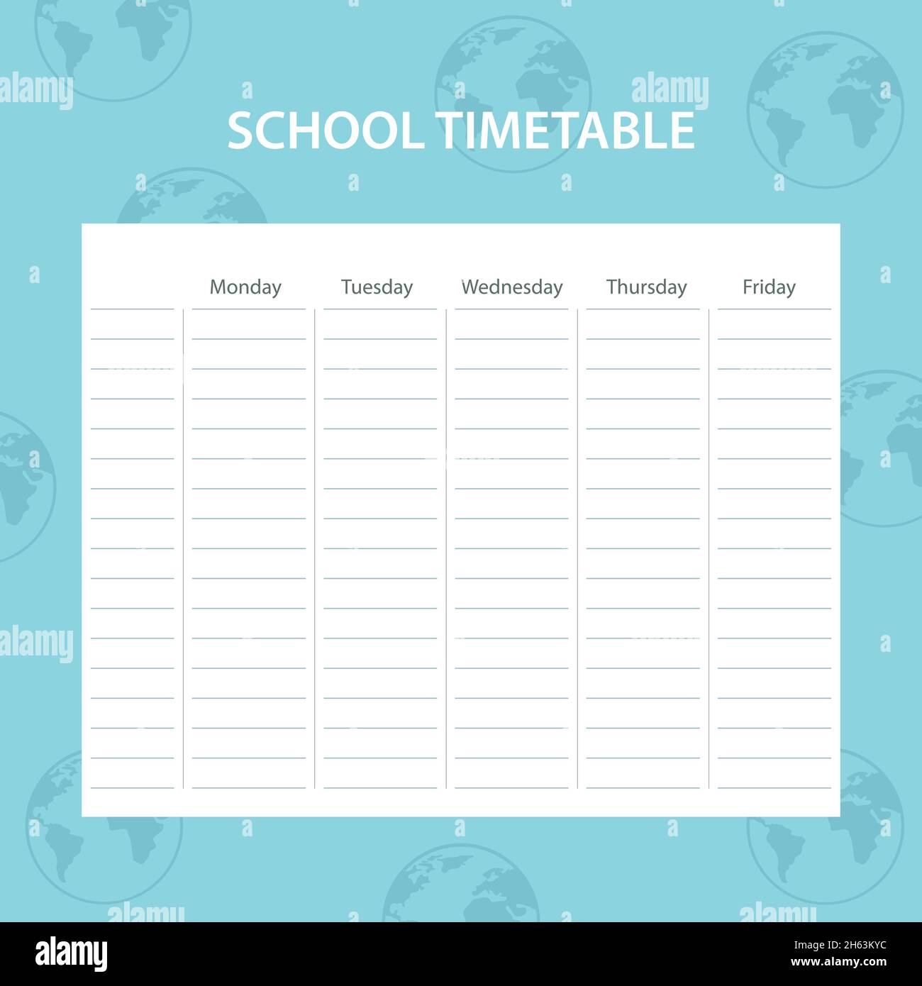 School timetable card with world map theme Stock Vector Image & Art - Alamy